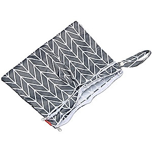 Damero 2pcs Travel Wet and Dry Bag with Handle for Cloth Diaper, Pumping Parts, Clothes, Swimsuit and More, Easy to Grab and Go (Small, Gray Arrows+ Black Arrows)