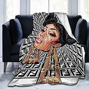 Nicki Rapper Singer Minaj Band Throw Blanket Soft Cozy Flannel Blankets Decor for Bed Couch Living Room Travel Outdoor 80"X60"