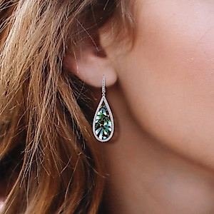 Santuzza Enamel Dragonfly Earrings 925 Sterling Silver Cubic Zirconia Teardrop Dangle Earrings for Women