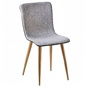 FurnitureR Scandinavian Dining Chairs Set of 4,Side Chairs with Comfy Fabric Cushion PU Back and Sturdy Oak Legs, Accent Chairs for Kitchen Living Dining Room Waiting Room,Grey