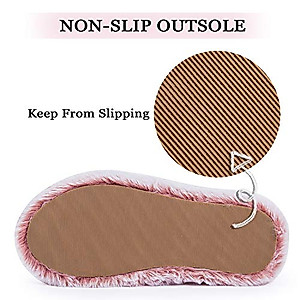 DL Fluffy Womens House Slippers Cross Band Open Toe, Soft Plush Fleece Bedroom Slippers Women Memory Foam, Comfy Fuzzy Slip On Non-Slip Womens Slippers Indoor Pink Gray Black White