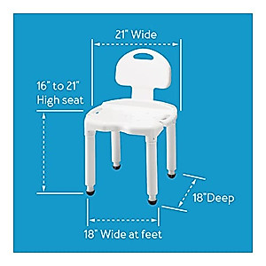 Carex Bath Seat And Shower Chair With Back For Seniors, Bath Chair For Elderly, Disabled, Handicap, and Injured Persons, Supports Up To 400lbs, Shower Seat For Inside Shower