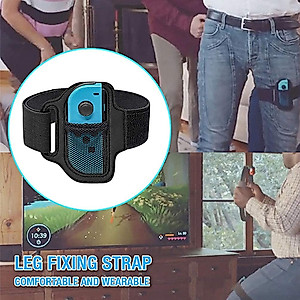 1 Leg Strap and 2 Ring-Con Grips Ring-Con for Nintendo Switch Fit Adventure Game，Non-Slip Grips and Adjustable Leg Strap Compatible （Does not Contain Ring con）(Grey)