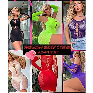 DIANIOVS Women's Sleeve Net One-piece Babydoll Princess Dress Lingerie Black