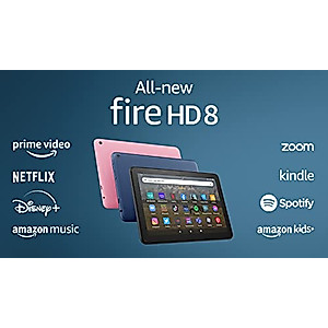 Amazon Fire HD 8 tablet, 8” HD Display, 32 GB, 30% faster processor, designed for portable entertainment, (2022 release), Black, without lockscreen ads