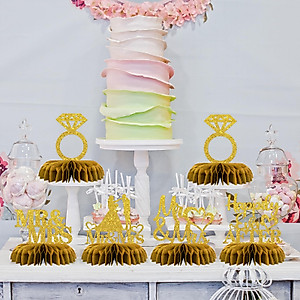 Maicaiffe Mr & Mrs Table Honeycomb Centerpieses Decorations - Glitter 8 Pcs Wedding Engagement Party Table Toppers Decor - Bridal Shower - Wedding Party Decoration Supplies