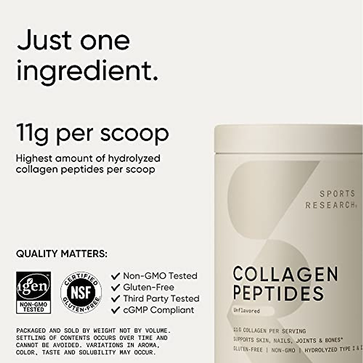 Sports Research Collagen Powder Supplement - Vital for Workout Recovery, Skin, & Nails - Hydrolyzed Protein Peptides - Great Keto Friendly Nutrition for Men & Women - Mix in Drinks (16 Oz)