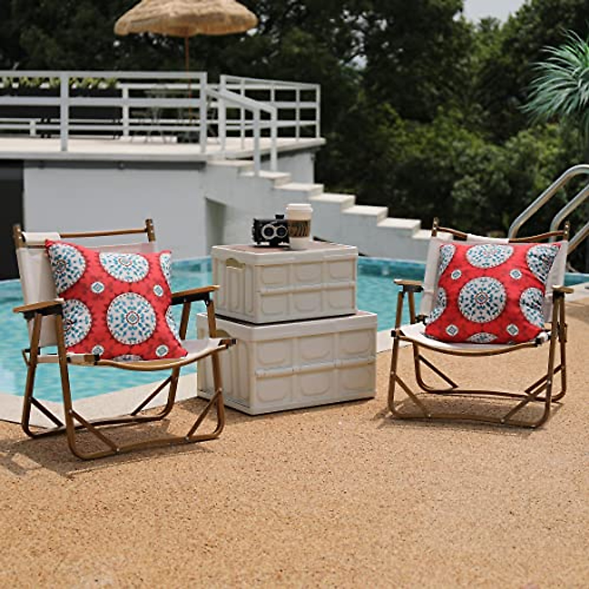 DFXSZ Set of 2 Outdoor Pillow Covers Waterproof Throw Pillow Covers Watermelon Sundial Decorative Patio Pillows for Patio Tent Garden Beach Weather Resistant,18x18 Inches