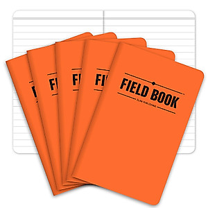 Field Notebook/Pocket Journal - 3.5"x5.5" - Orange - Lined Memo Book - Pack of 5
