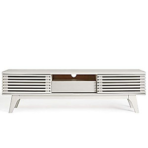 Modway Render Mid-Century Modern Low Profile 59 Inch TV Stand in White