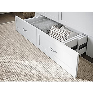 AFI, Hamilton Murphy Bed Chest with 6 inch Memory Foam Folding Mattress, Built-in Charging Station and Storage Drawer, Full, White