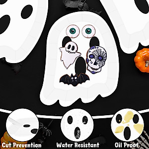 QZYL 50 PCS Halloween Plates, 7.6'' X 6.8'' Ghost Plates, Disposable Halloween Paper Plates with Ghost Design, White Halloween Party Plates for Halloween Decorations Party Supplies Decor Ghost Decor