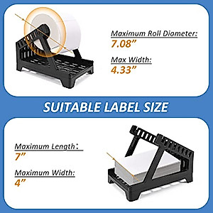 LERMITY Label Holder Thermal Label Holder for Rolls and Fanfold Labels Direct Shipping Label Stand Desktop Printer Accessory for Home, Office (Black)