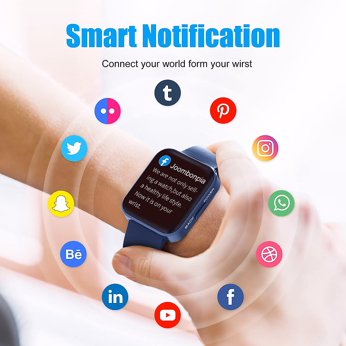 Joombonpia Smart Watch for Android Phones iPhone Compatible 1.71''Touch Screen Fitness Tracker with Heart Rate Blood Oxygen Sleep Monitor IP68 Waterproof Smart Watches for Men(Blue)