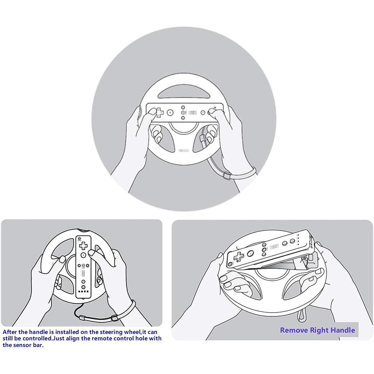 Arrocent Mario Kart Racing Wheel and Zapper Light Gun for Wii Wii U (Pack of 2, White)