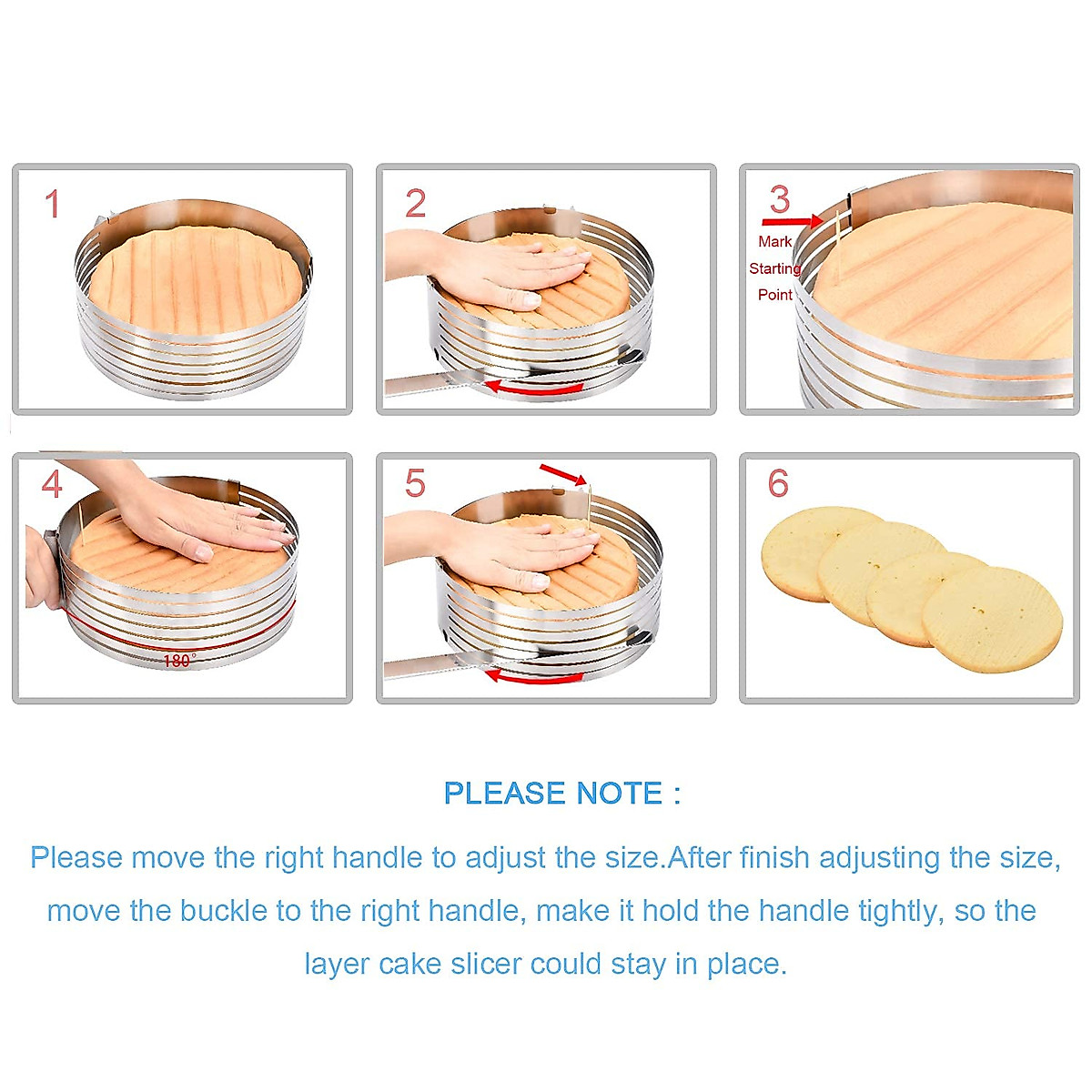 Oranlife Cake Leveler Slicer, Adjustable Round Cake Rings, Cake cutter, 7 Layer Stainless Steel Cake Slicing Accessories, 9.8-12.2 inch