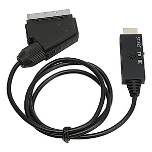 Scart to Converter Adapter, 1080P 60Hz HD Video, USB Power Cable, Plug and Play, for VHS DVD CRT TVs