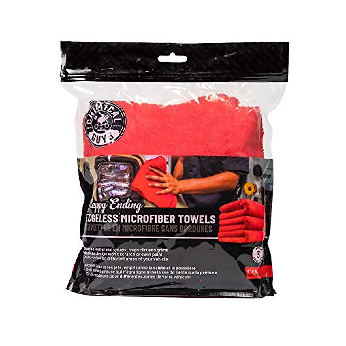 Chemical Guys Happy Ending Ultra Plush Edgeless Microfiber Towel, Red (16" x 16")