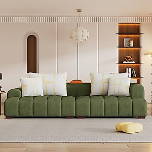 Modern Cloud Sofa Mid-Century Comfy Boucle Couch,Oversized Luxury Loveseat Corduroy Fabric Upholstered Leisure Deap Seat Sectional Sofá Modular Couches with 4 Throw Pillows for Living Room