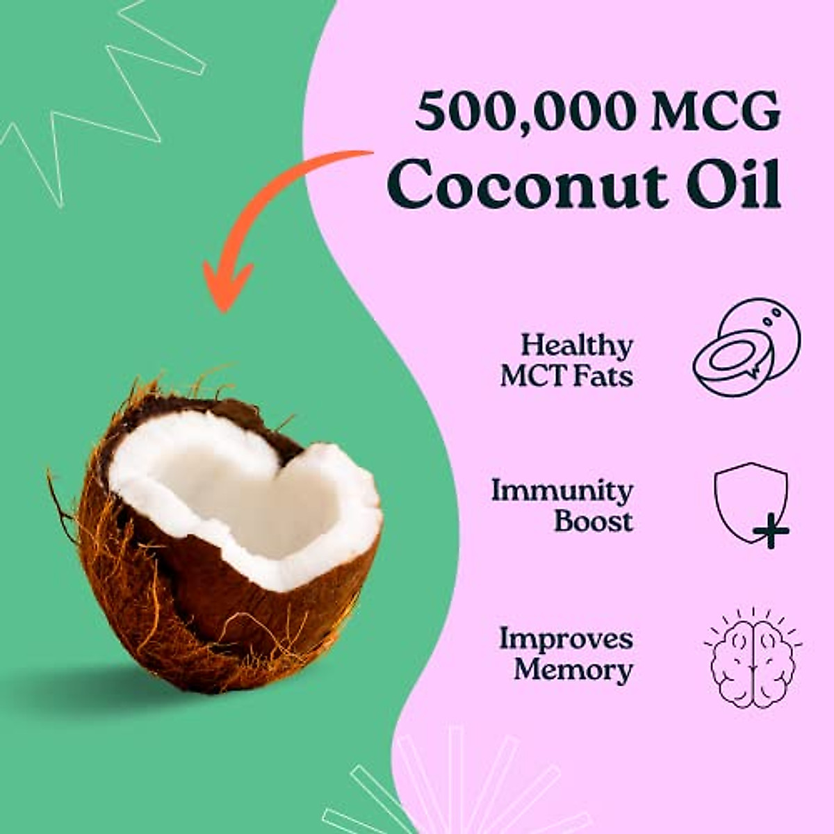 NABUU Biotin with Organic Coconut Oil - Supports Healthy Hair, Skin & Nails - Vitamin Supplement Promoting Hair Growth for Women & Men - Vegan, Organic & Gluten-Free - (2 Pack, 120 Capsules)