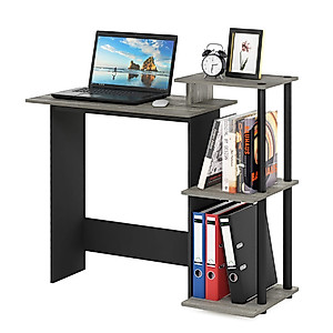 Furinno Efficient Home Laptop Notebook Computer Desk with Square Shelves, French Oak/Black