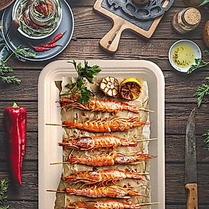 BangShou 14 Inch Disposable Food Trays, 10 Pack 100% Biodegradable, Heavy-Duty Food Crawfish Trays, Compostable Plates Extra Large Paper Plates For Crawfish, BBQ, Party, Serving Platter