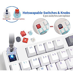 BOYI GK75 Tri-Mode 75% Keyboard with Knob Hot Swappable RGB Gaming Keyboard,2.4Ghz/Bluetooth 5.0/Wired Keyboard 80 Keys Programmable Mechanical Keyboard(Skyloong Red Switch,Cool-Red Theme)