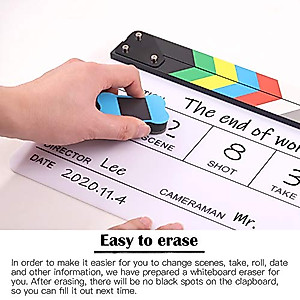 Glarks 8Pcs 10x12inch Colorful Acrylic Film Directors Clapboard Set, Plastic Film Clapboard Cut Action Scene Clapper Board with 5 Marker Pens, Hex Wrench and Blackboard Eraser