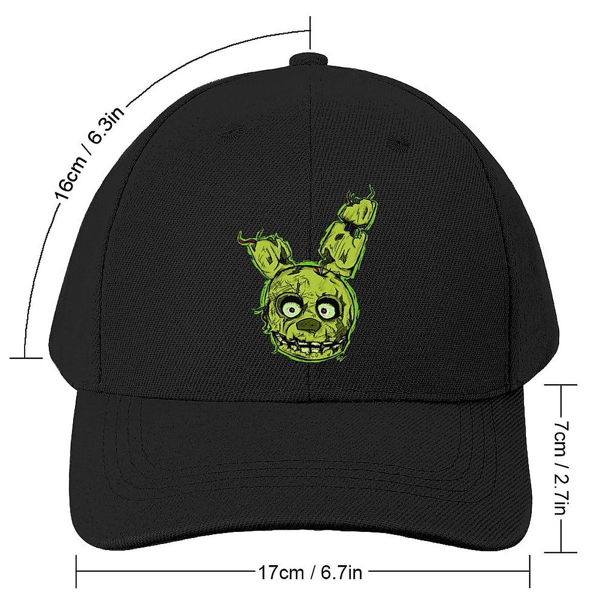 Game Hat Five Nights Springtrap Logo Cap Dad Cotton Hats Adjustable Baseball Caps for Men Black
