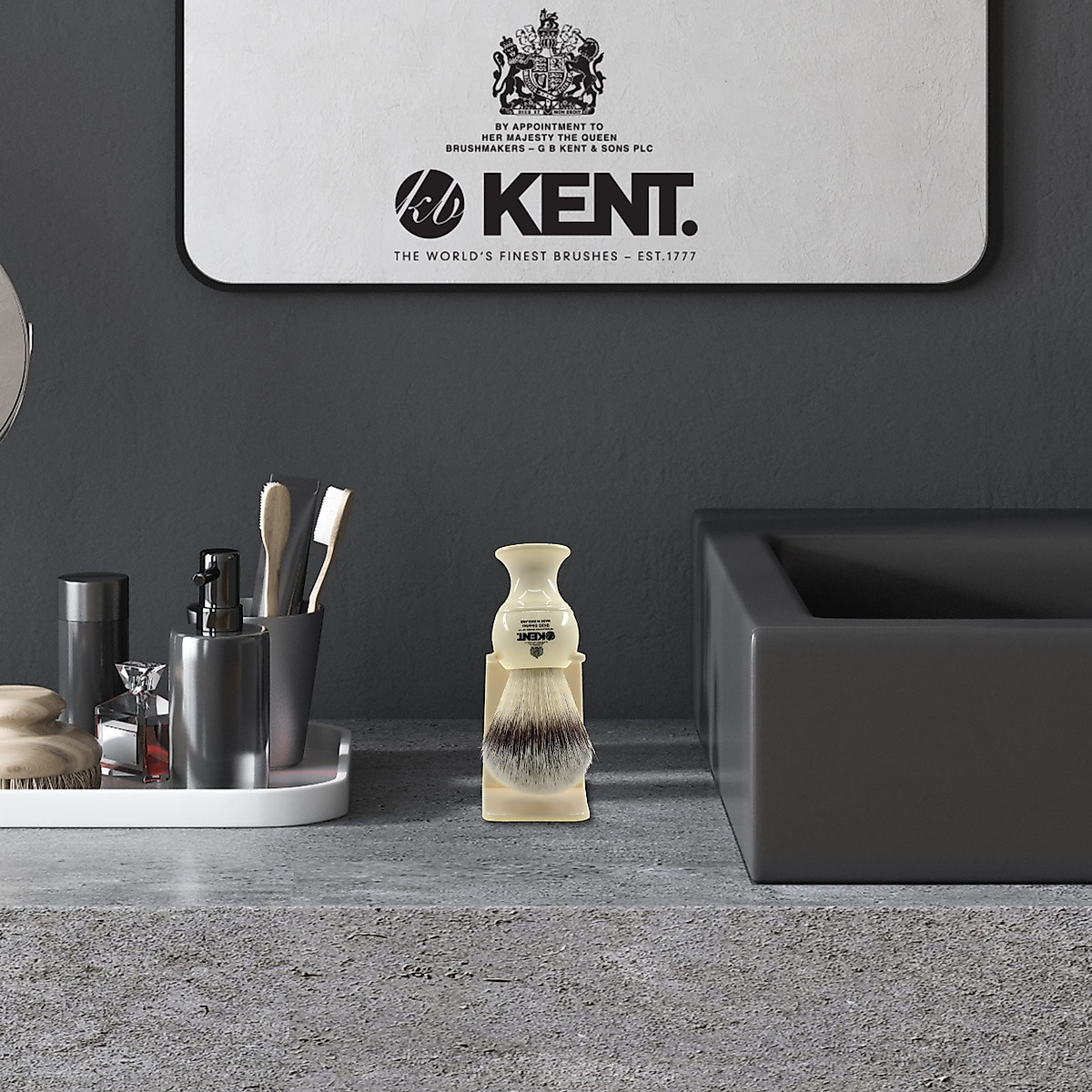 Kent VSB6 1.5" Water Resistant Mock Ivory Shaving Brush Stand - For Kent BK2 and BK4 Natural Shaving Brush Air Drying Base