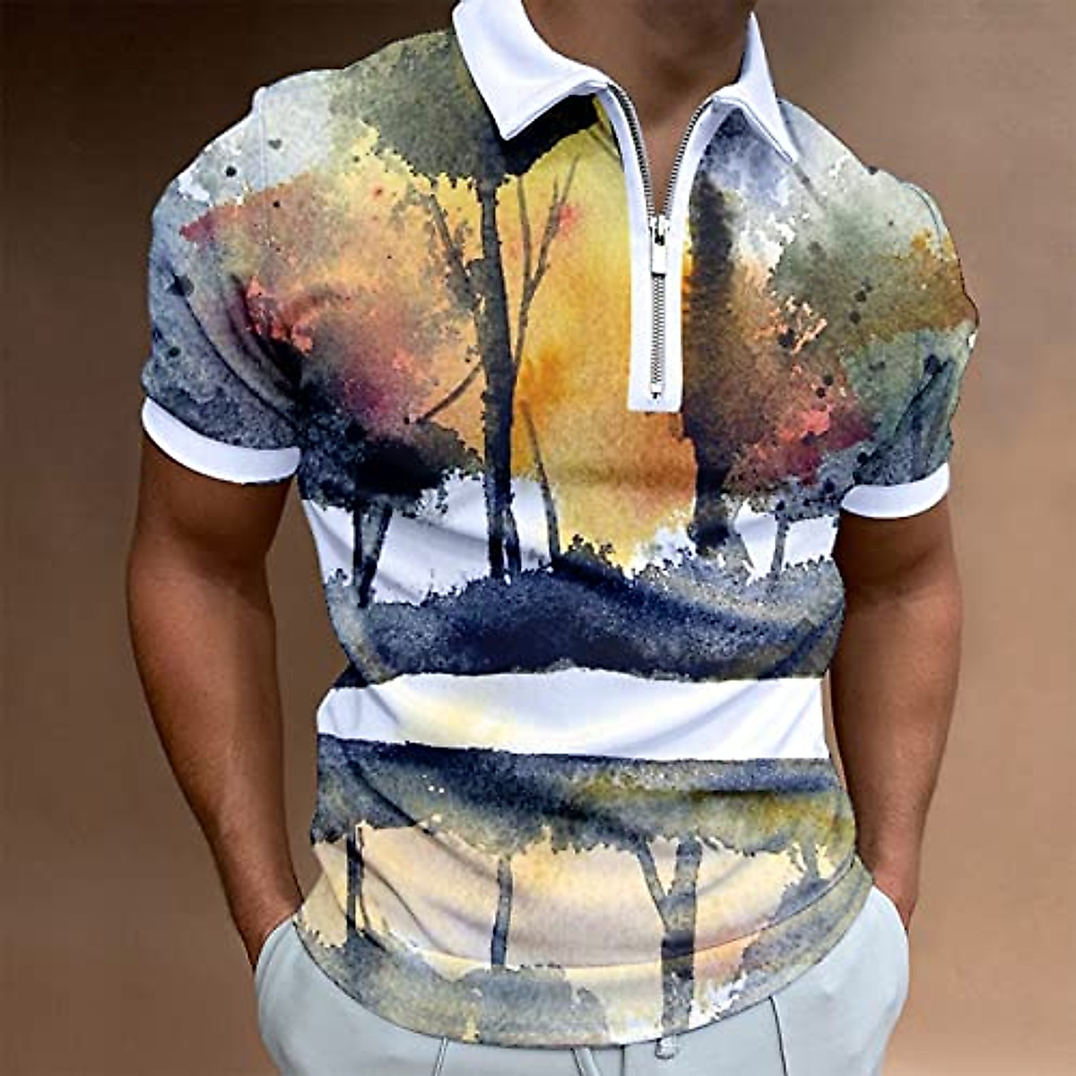 Mens T Shirts Short Sleeve, Men's Polo Shirts Men Shirts Casual Mens Polo Shirts Short Sleeve, Mens Golf Polo Mens Polo Shirts Mens Slim Fit Polo Shirts, Shirts for Men(1-Yellow,XX-Large)