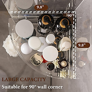 BLBYHO 2 Pack Acrylic Shower Shelves Shower Caddy, Clear Corner Shower Shelf Caddy, Self Adhesive No Drill Stick on Wall Mounted Shower Organizer for Inside Shower, Clear Bathtub Corner Caddy