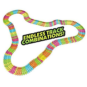 Mindscope Twister Tracks Trax 360 Loop 13' (feet) of Neon Glow in The Dark Track with One LED Light-Up Race Series Car