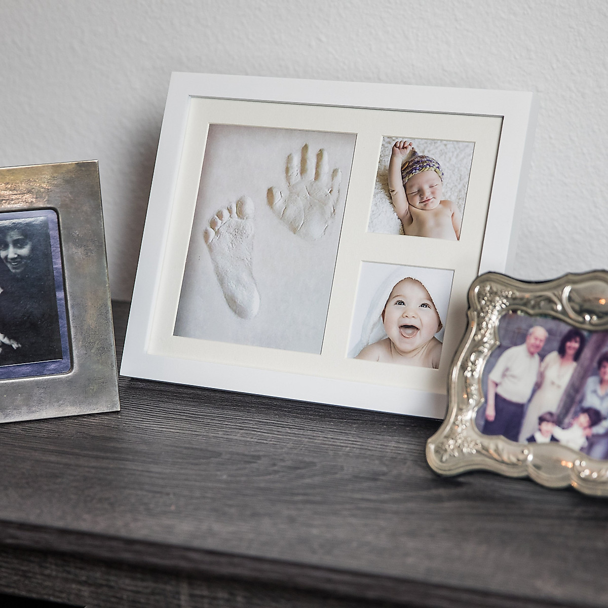 Handprint Footprint Memory Kit by Little’s Comfort - personalized clay keepsake with wooden picture frame-for newborn infants, kids, adults, family or pets-baby shower-photo decoration-non toxic