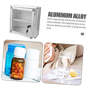 minkissy Medicine Chest Armoires Medication Verrouillable Locking Medicine Cabinet Aid Avec Community Supplies Mounted Medicine Lock Medicament Organizers Carrying Silver Aluminum Alloy