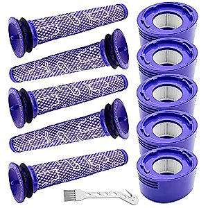 10 Pack Vacuum Filters Replacement Compatible with Dyson V8,V7 Animal and V8 Absolute Cordless Vacuum, Filter Replcament Replaces Part Part # 965661-01 & 967478-01, 5 Pre-Filters, 5 Post-Filters