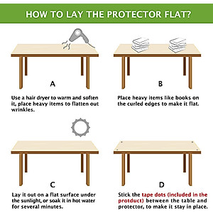 Clear Plastic Tablecloth Coffee Dining End Table Protector Cover Countertop Wood Marble Furniture Topper Tabletop Protection Pad PVC Vinyl Polyester Rectangle Tablecloth Water Resistant 40" x 120 Inch