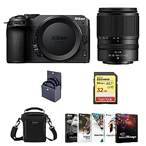 Nikon Z 30 DX-Format Mirrorless Camera with Nikon NIKKOR Z DX 18-140mm f/3.5-6.3 VR Lens, Bundle with PC Photo & Video Editing Software, 32GB SD Memory Card, Bag, 62mm Filter Kit