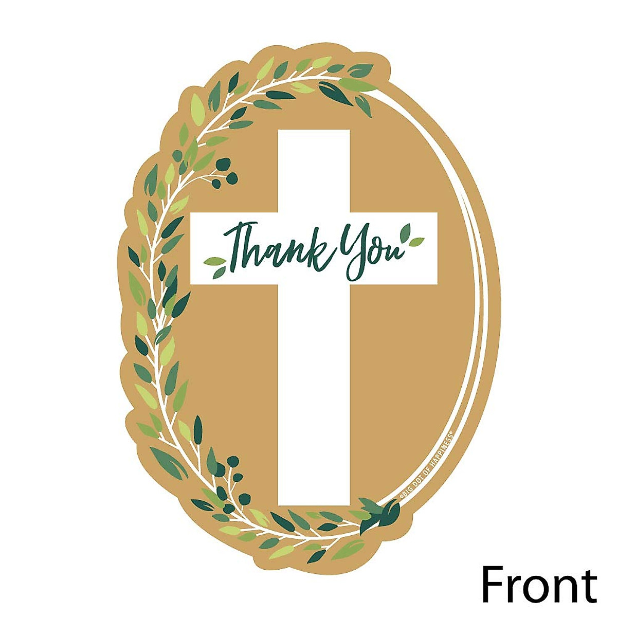 Big Dot of Happiness Elegant Cross - Shaped Cards - Religious Party Thank You Note with Envelopes - Set of 12