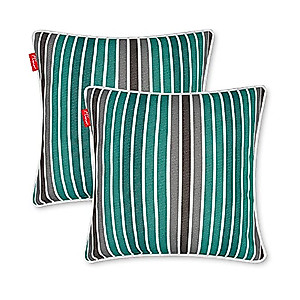 Pcinfuns Set of 2 Patio Indoor/Outdoor All Weather Decorative Throw Pillow Cover Cushion Case for Replacement 18" x 18" (Green and Grey)