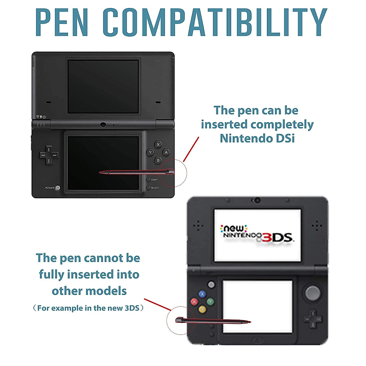 Xahpower 3DS Charger Bundle, Charger Compatible with Nintendo New 3DS(XL/LL),3DS(XL/LL),New 2DS(XL/LL),2DS,DSi(XL/LL), 4 Pack Stylus Pen for Nintendo Dsi