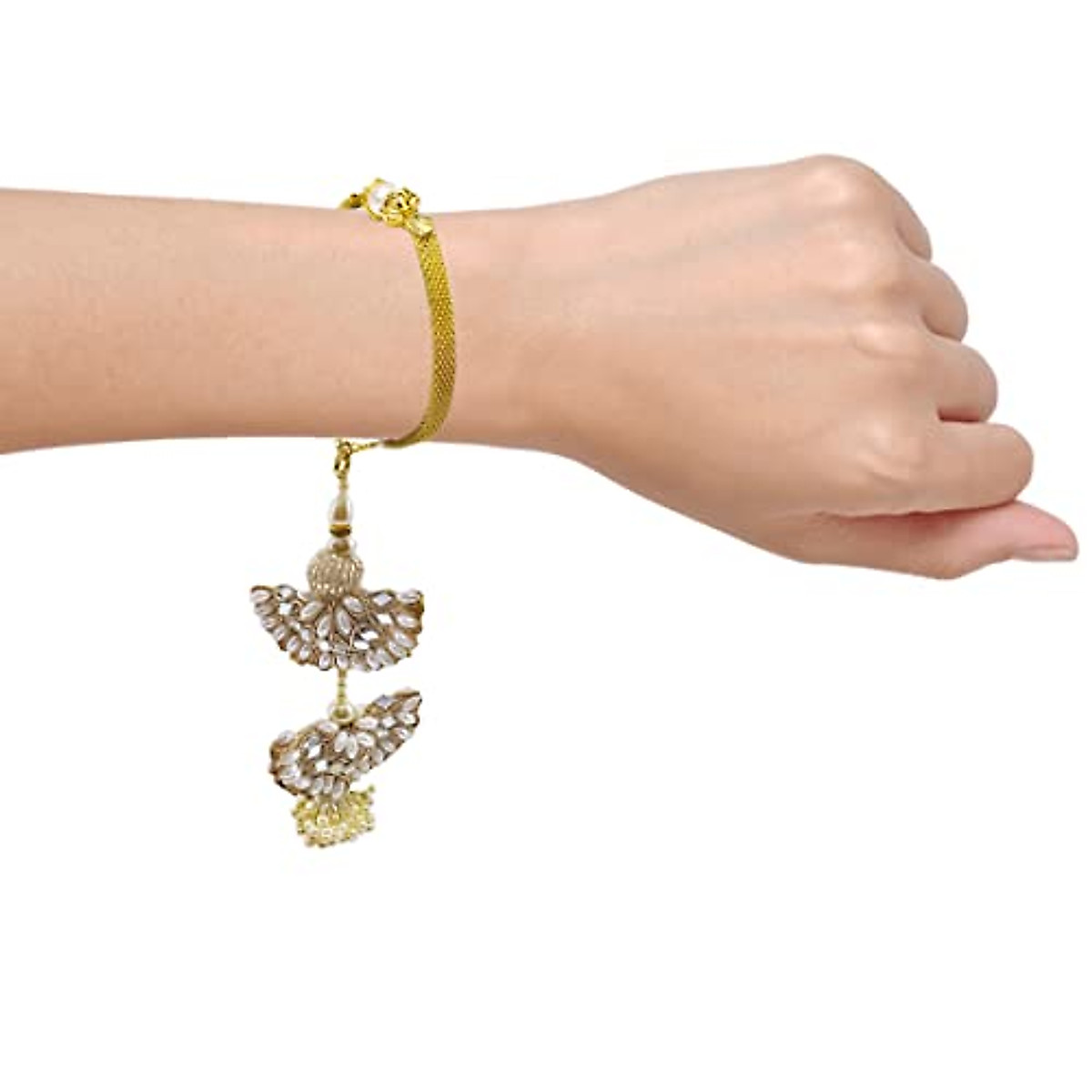 HATHKAAM Rakhi Lumba Set Designer Rakhi with Kundan Lumba for Brother Bhabhi Traditional Handmade Rakhi Lumba Set for Bhai Bhabhi Lumba Rakhi Set for Bhaiya Bhabhi Gift for Rakhsha Bandhan (HKRL017A)