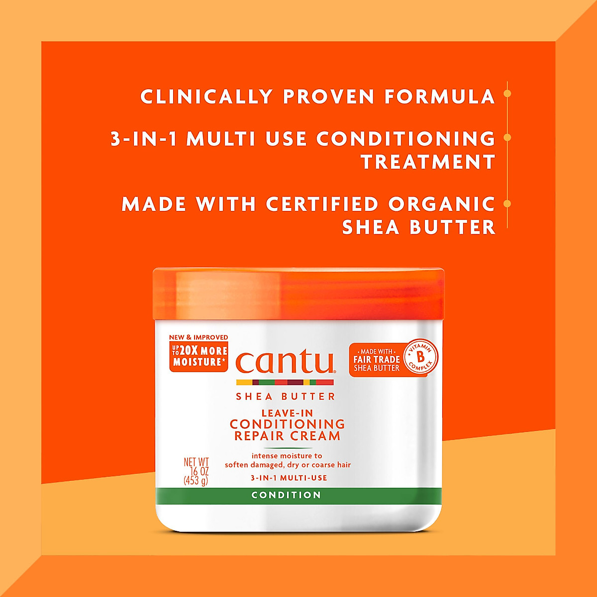 Cantu Leave-In Conditioning Repair Cream with Shea Butter, 16 oz (Packaging May Vary)