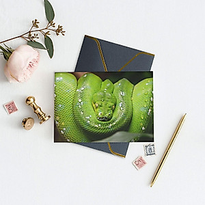 PAILON Green Snake Thank You Cards With Envelopes, Blank Greeting Note Cards With Envelopes Blank Inside, Funny Birthday Cards For Women Men, Thank You Card For Wedding Business,Graduation