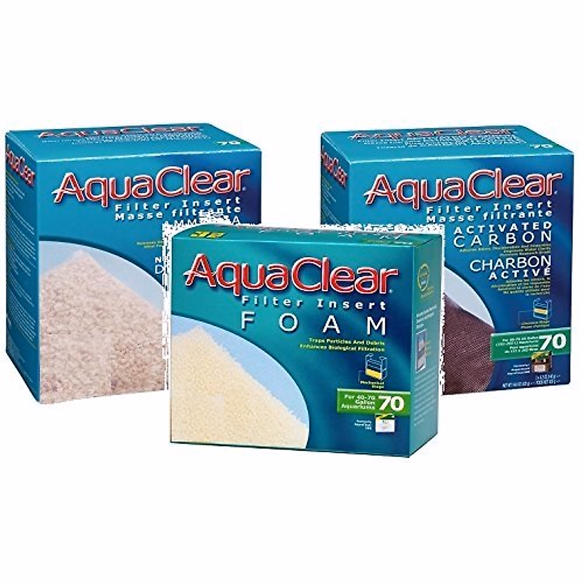 Aquaclear 70 Replacement Media Bundle 3 Pack: 1-Sponge,1-Carbon, 1-Ammonia Remover