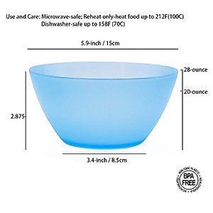 KX-WARE 28-ounce Plastic Bowls, Unbreakable and Reusable Cereal Bowls Soup Bowls Salad Bowls, Set of 12 Multicolor