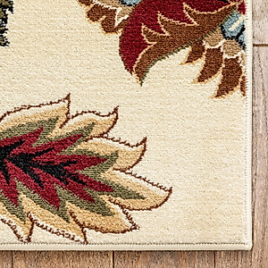 Well Woven Barclay Collection Ashley Oriental Ivory 2x7 Runner Rug - for Hallways, Kitchens, and Entryways