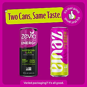 Zevia Zero Calorie Energy Drink, 4-Flavor Classic Variety Pack, 12 Ounce Cans (Pack Of 12)