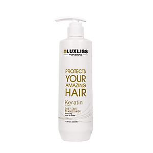 Luxliss Keratin Daily Care Shampoo and Conditioner Set, 2 Pack (16 Fl Oz each), Moisturizing, Anti-frizz, Repairing, for Chemically Treated Hair, Argan Oil