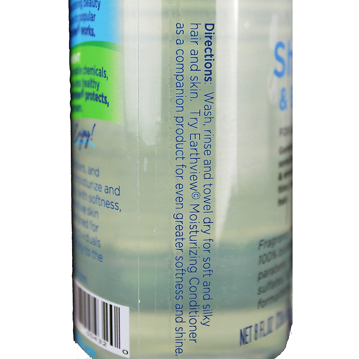 Earthview Fragrance Free Shampoo & Bodywash, 8 Fl Oz, All Hair Types- Designed for Environmental Sensitivities (MCS, EI, MI, Sulfate free, SLS free, Sensitive Skin, Unscented, Free & Clear, Naturally Derived, Eco-Friendly, Hypoallergenic)